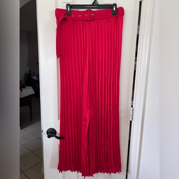 Angela Plus | Pants & Jumpsuits | Elegant Red Wide Leg Pleated Pants ...